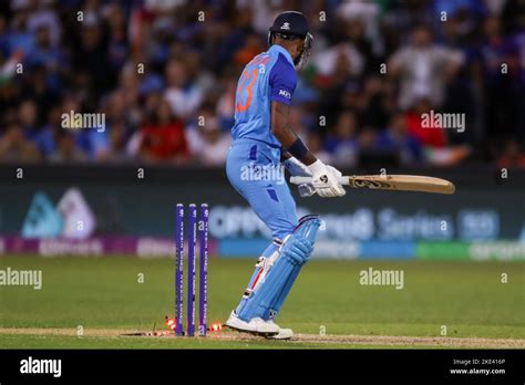 Indias Hardik Pandya Steps On His Wicket During The T20 World Cup Semi