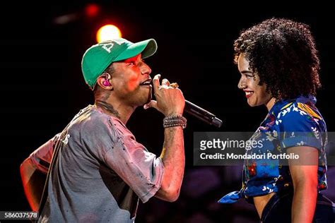 American Rapper Pharrell Williams With A Dancer During His Concert At News Photo Getty Images