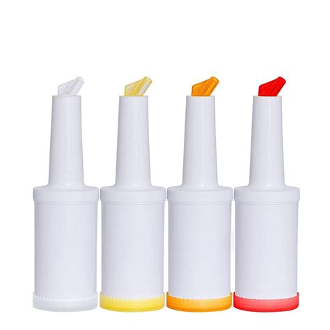 4 Pack Bar Pour Colorful Juice Pouring Bottle Containers 34 Oz Plastic