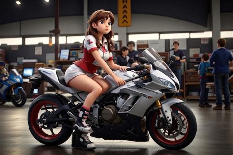 Premium Ai Image Girl On Motorcycle