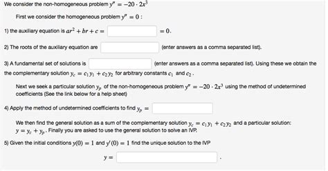 Solved We Consider The Non Homogeneous Problem Y 20