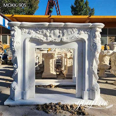 Hand Carved White Marble Fireplace Mantel Factory Supply Mokk 905