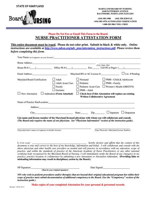 Md Nurse Practitioner Attestation Form Fill Online Printable