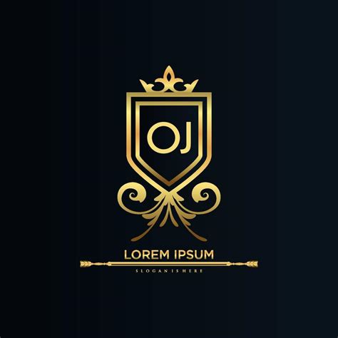 Oj Letter Initial With Royal Templateelegant With Crown Logo Vector