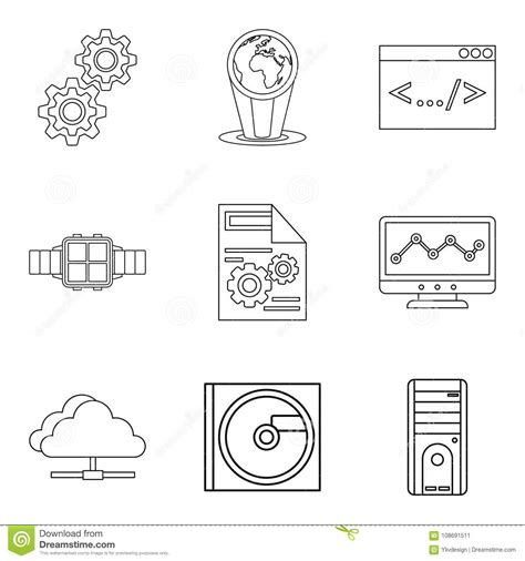 Upgrade Tech Icons Set Outline Style Stock Vector Illustration Of
