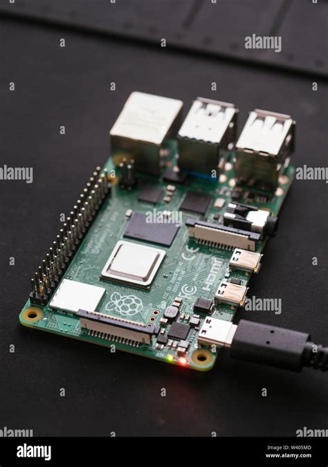 Raspberry Pi Model B Single Board Computer GB RAM On A Black Anti Static Mat Stock Photo