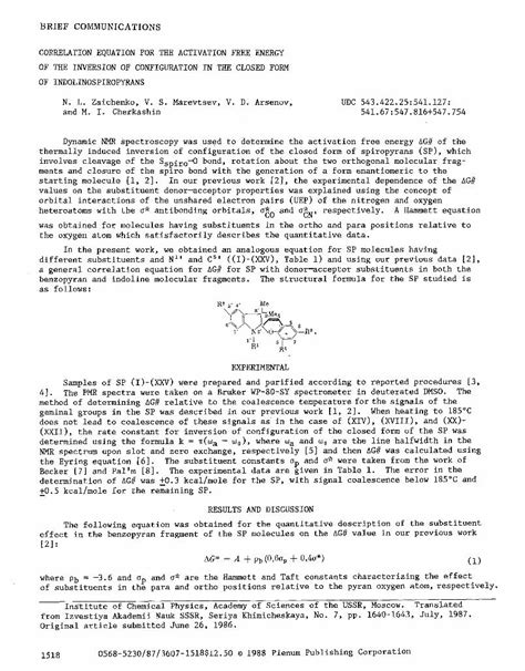 Pdf Correlation Equation For The Activation Free Energy Of The