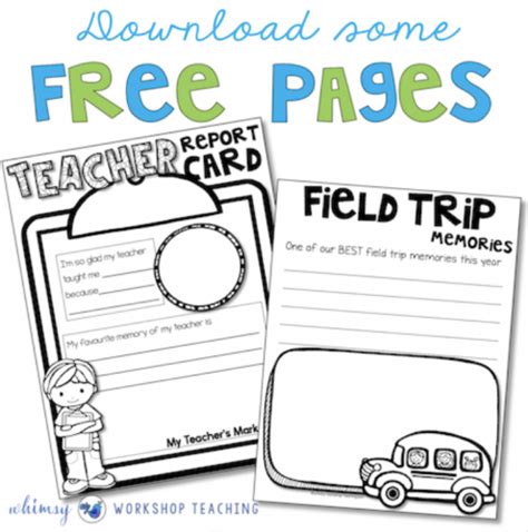 Free Year End Memory Book Pages Whimsy Workshop Teaching