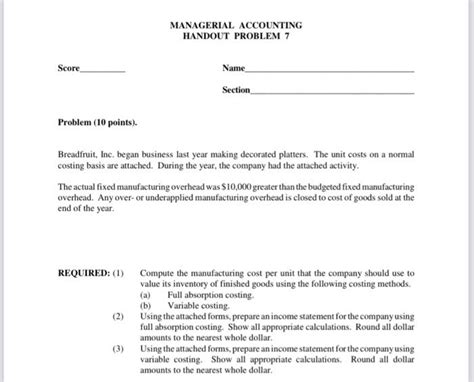 Solved Score Problem 10 Points REQUIRED 1 MANAGERIAL Chegg