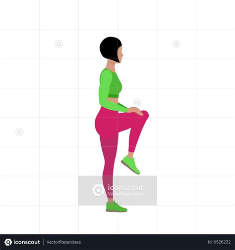 Woman Doing High Knee Taps Exercise Animated Illustration Download In