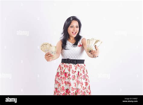1 Indian Adult Woman Money Showing Stock Photo Alamy