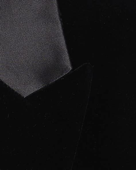 Black Slim Fit Velvet Tux Jacket River Island
