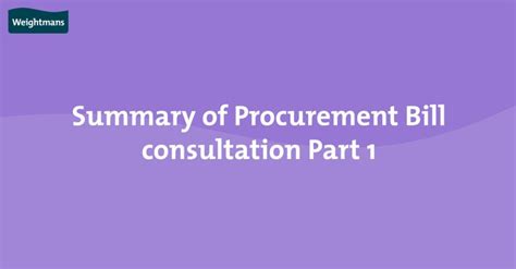 Weightmans On Linkedin Summary Of Procurement Bill Consultation Part 1