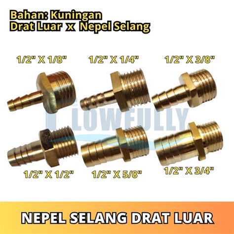 Jual Nepel Selang Drat Luar 1 2 X 5 8 Inch Kuningan Sambungan Drat Luar