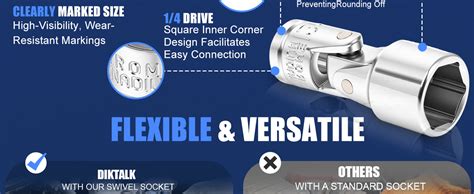19 Piece 14 Drive Universal Joint Socket Set Swivel Socket Set
