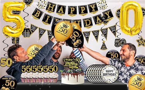 50th Birthday Decorations For Men Women 76pack Black