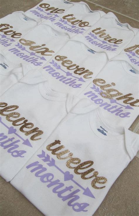 Lavender And Gold Glitter Monthly Onesies Set By Noellebydesign Diy