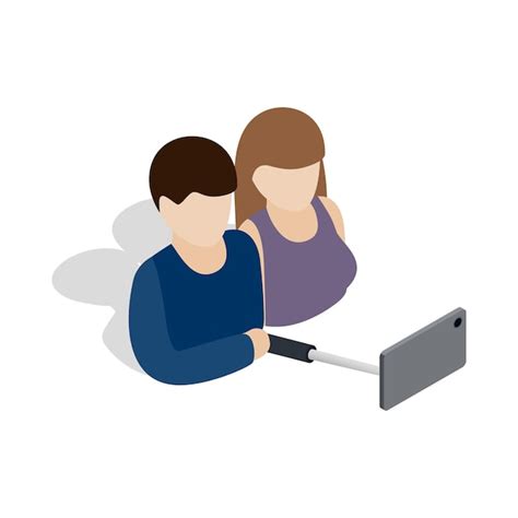 Premium Vector Young Couple Taking Selfie Photo Together Icon In