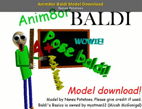 Anim8or Baldi Model Download 3d Model