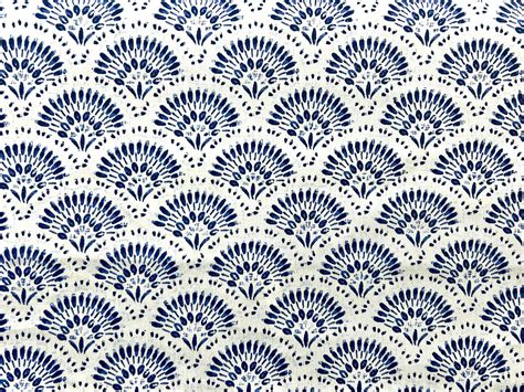 Amelia Scallop Floral Indigo Blue Home Decor Fabric