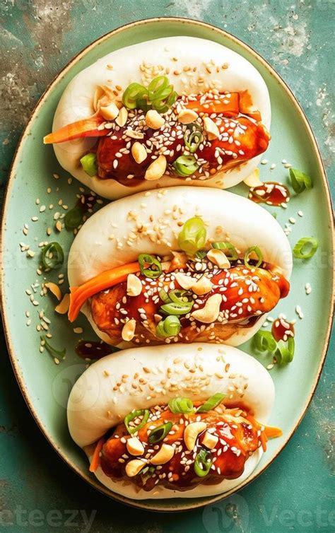 Delicious Chinese Taiwanese Gua Bao Stuffed Chicken And Pork Meat Ai