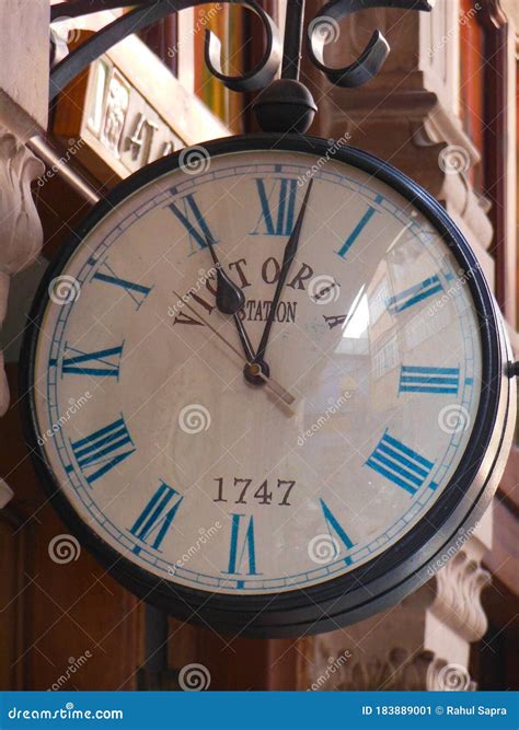 Old Delhi India December 9 2019 Round Metal Clock On White Wall