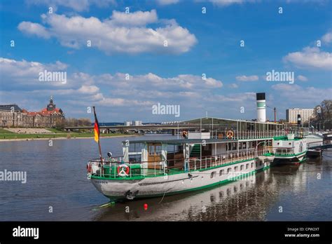 Built Paddle Wheel Steamer Dresden At The Landing Place Terrassenufer Dresden Saxony