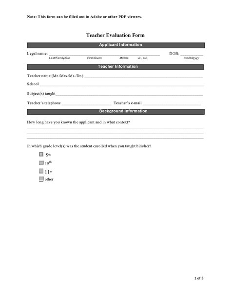 50 Printable Teacher Evaluation Forms [free] ᐅ Templatelab