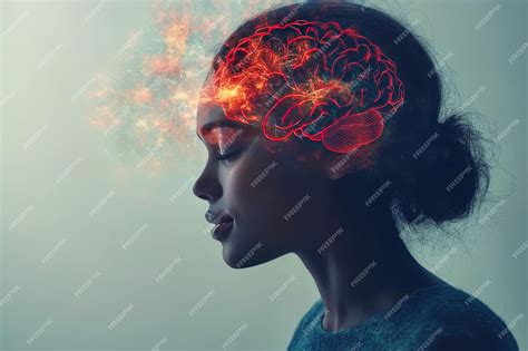 Profile Of A Woman With A Glowing Brain Representing Cognitive Power Neural Activity And The