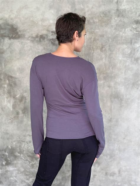 Long Sleeve Cross Over Top Long Sleeve Jersey Tops Caraucci