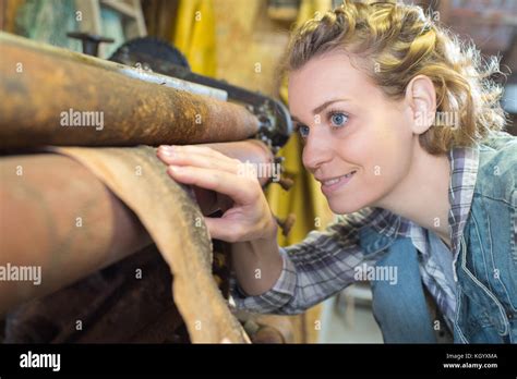 Female Testing Materials In Her Laboratory Stock Photo Alamy