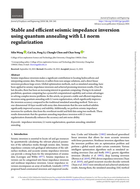 Pdf Stable And Efficient Seismic Impedance Inversion Using Quantum