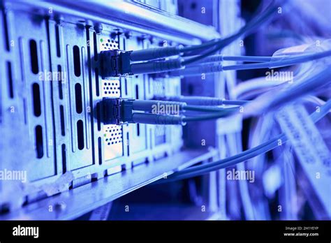 Data Center Network Server Connected To Router Using Ethernet Cables Stock Photo Alamy