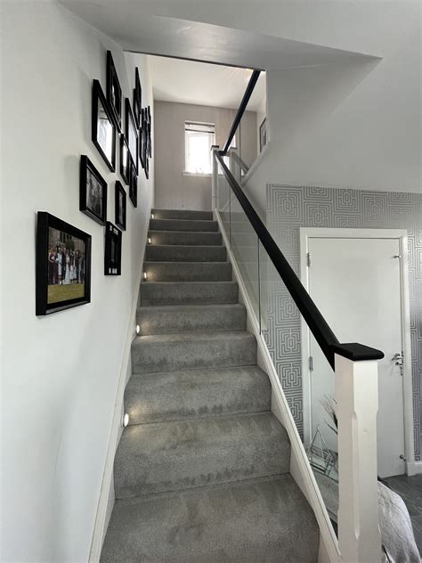 Black Square Handrail Baserail And Embedded Glass Landing Balustrade Kit