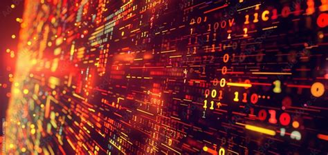 Abstract Digital Background With Glowing Red And Orange Binary Code