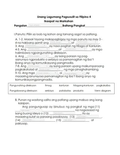 Grade 4 Tle 1st Quarter Exam Interactive Worksheet Edform