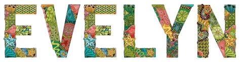 Female Name Evelyn Vector Decorative Zentangle Object Unique Doodle