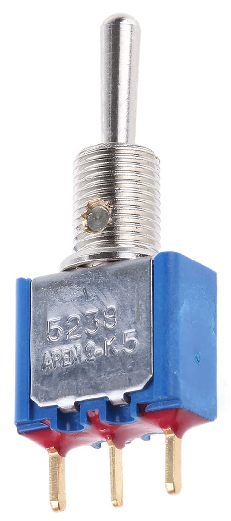 5238cdb Apem Apem Toggle Switch Pcb Mount On Off On Spst Pc Terminal Terminal 20v Ac Dc