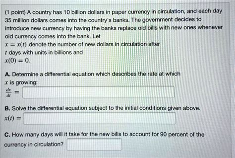 Solved Point A Country Has 10 Billion Dollars In Paper Currency In