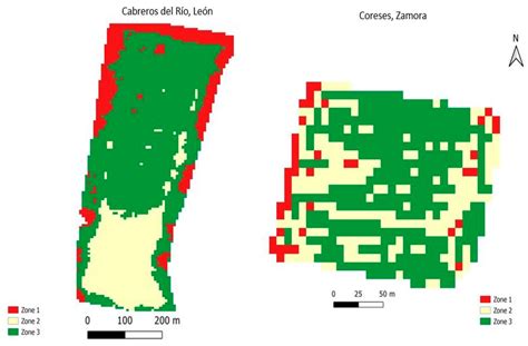 zone maps of test plots from yield data obtained via fuzzy k means