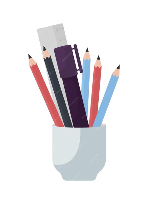 Premium Vector Pencil Holder Semi Flat Color Vector Object