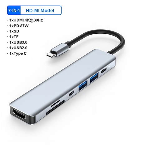Feylan In USB C Docking Station K HDMI Compatible Adapter USB HUB TYPE C To HDMI PD W