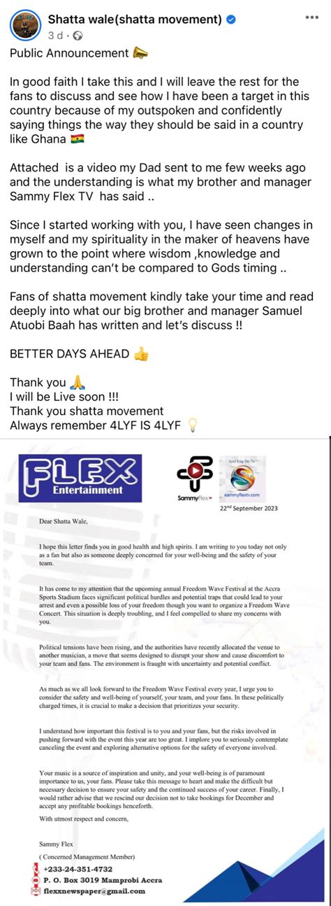 Shatta Wale Accepts Friendly Advice From Sammy Flex To Cancel His