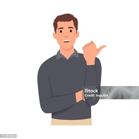 벡터 개념 그림 잘생긴 사업가 보여주고 가리키는 손가락 왼쪽 및 오른쪽 모서리에 행복한 표현 조언 이 복사 공간 사용 가리키기에 대한 스톡 벡터 아트 및 기타 이미지
