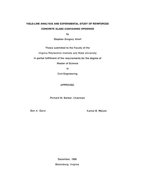 The Yield Line Analysis Of Concrete Slabs Pdf Equations Bending