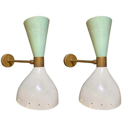 1950s Mid Century Brass Italian Diabolo Wall Sconce Light Fixture 2