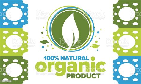 유기농 제품 100 자연스럽고 신선합니다 프리미엄 바이오 품질 음식 또는 화장품 템플릿입니다 녹색 잎 친환경 라이프스타일 폐기물 제로 배너 디자인 벡터 그림 0명에 대한