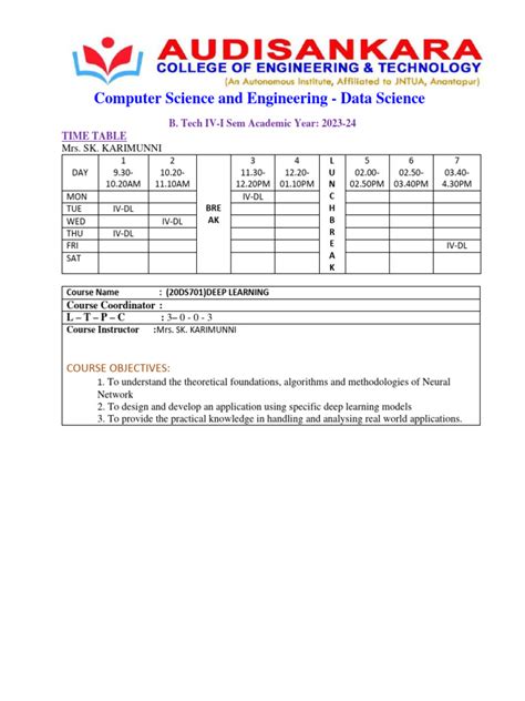 Deep Learning Lesson Plan Pdf Deep Learning Learning
