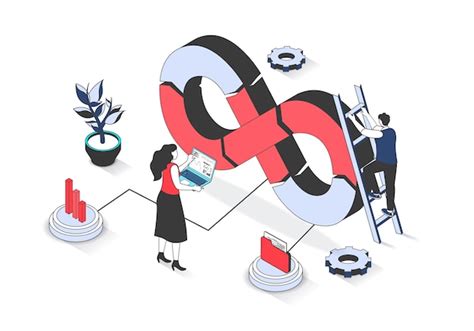 Devops 3d Concept Isométrique Avec Isométrie Design De Personnes Pour