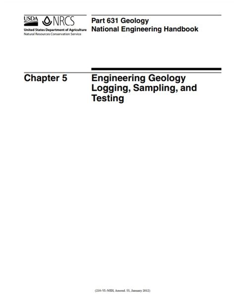 National Engineering Handbook Chapter 5 Engineering Geology Logging